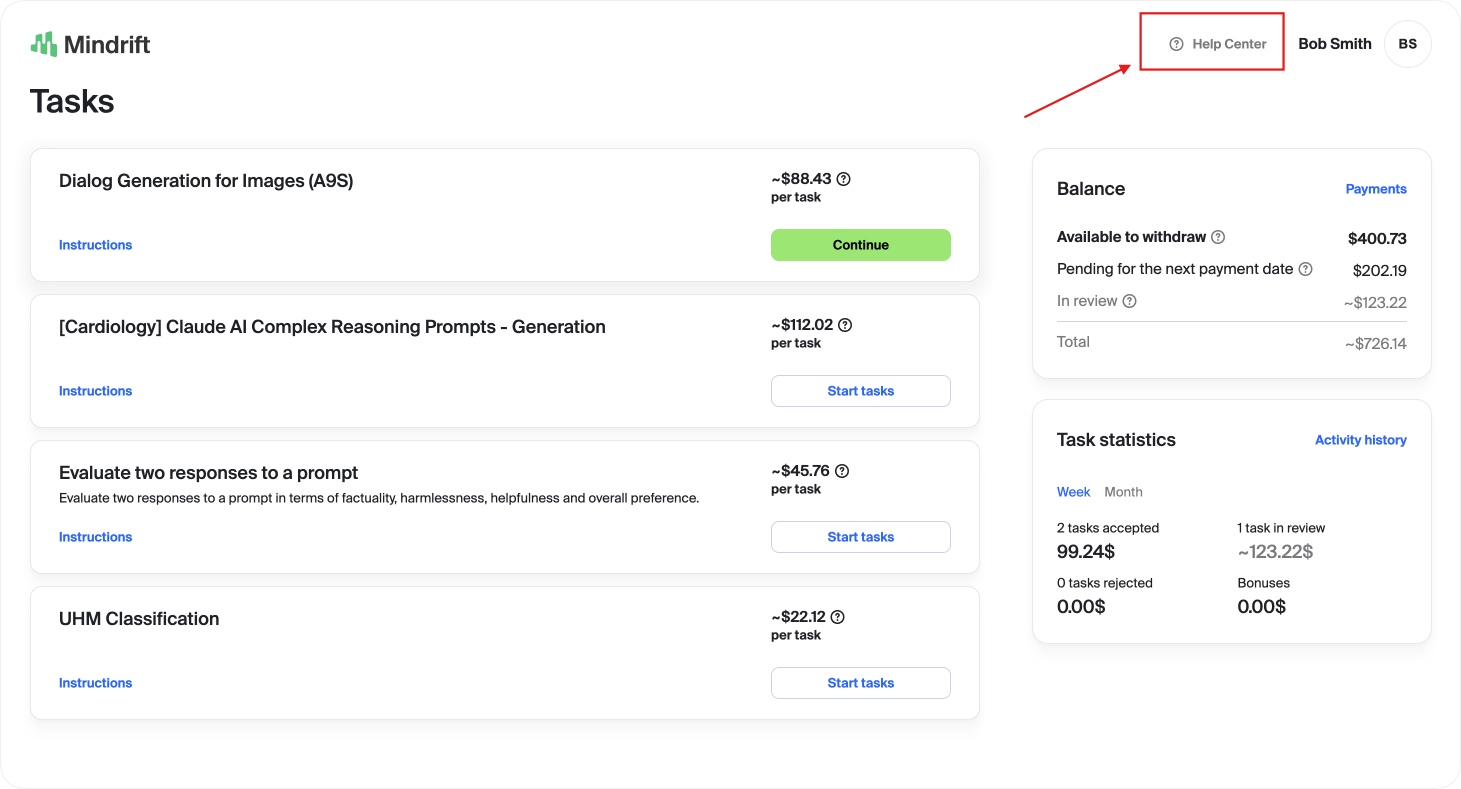 Access all Mindrift Help Center articles – Help & Info